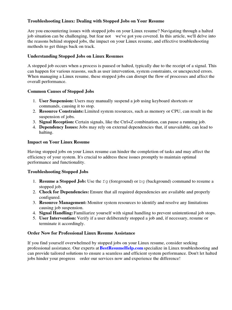 Linux Resume Stopped Job | PDF | Operating System | Linux