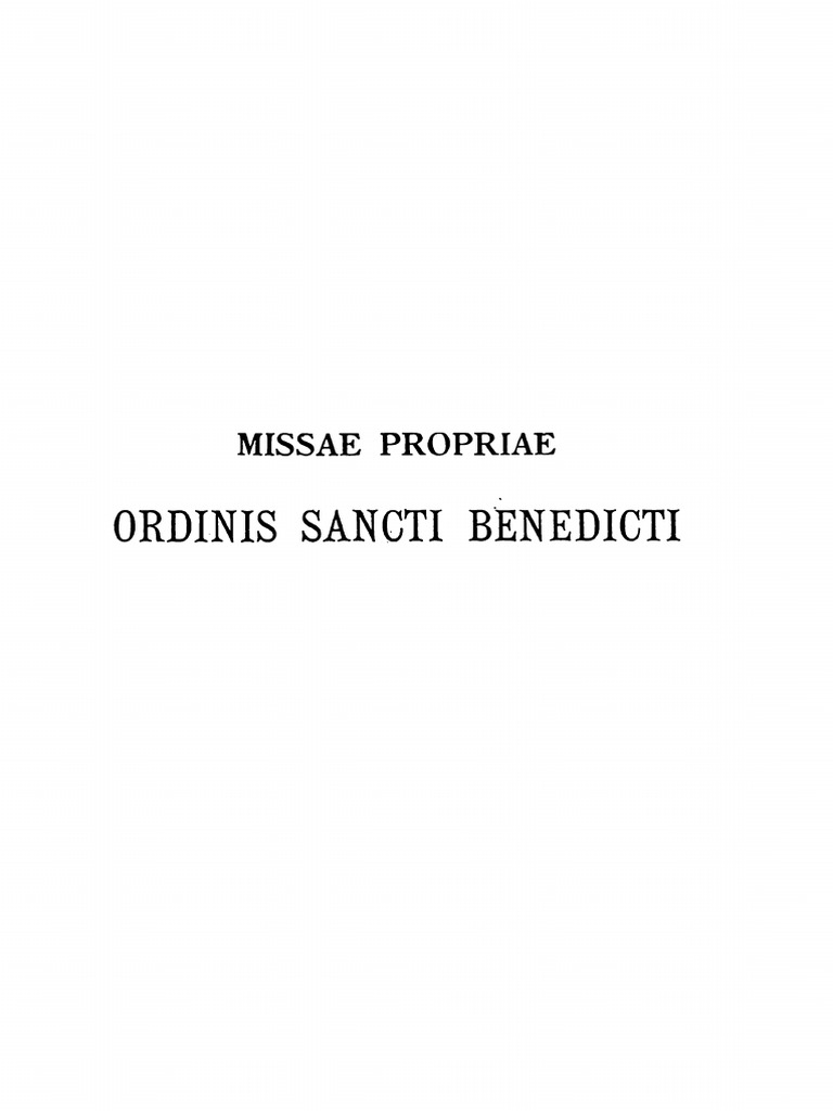 1925 Missae Propriae Osb | PDF