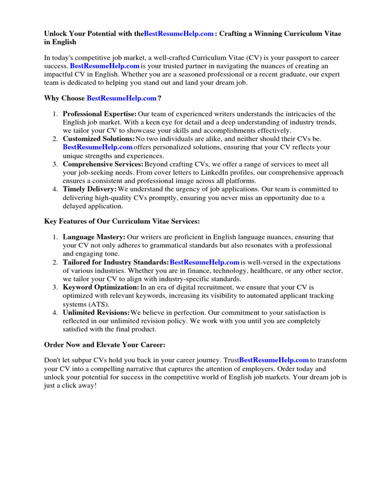 Curriculum Vitae English Intermediate | PDF | Résumé