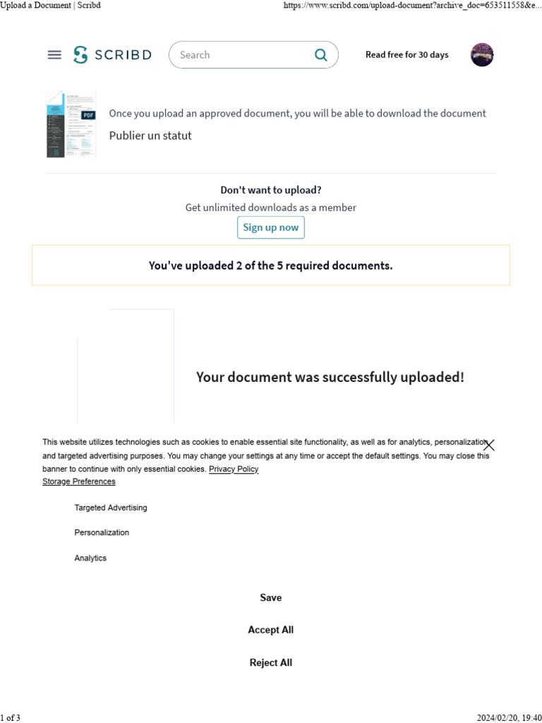 Upload A Document Scribd | PDF | Scribd | Http Cookie