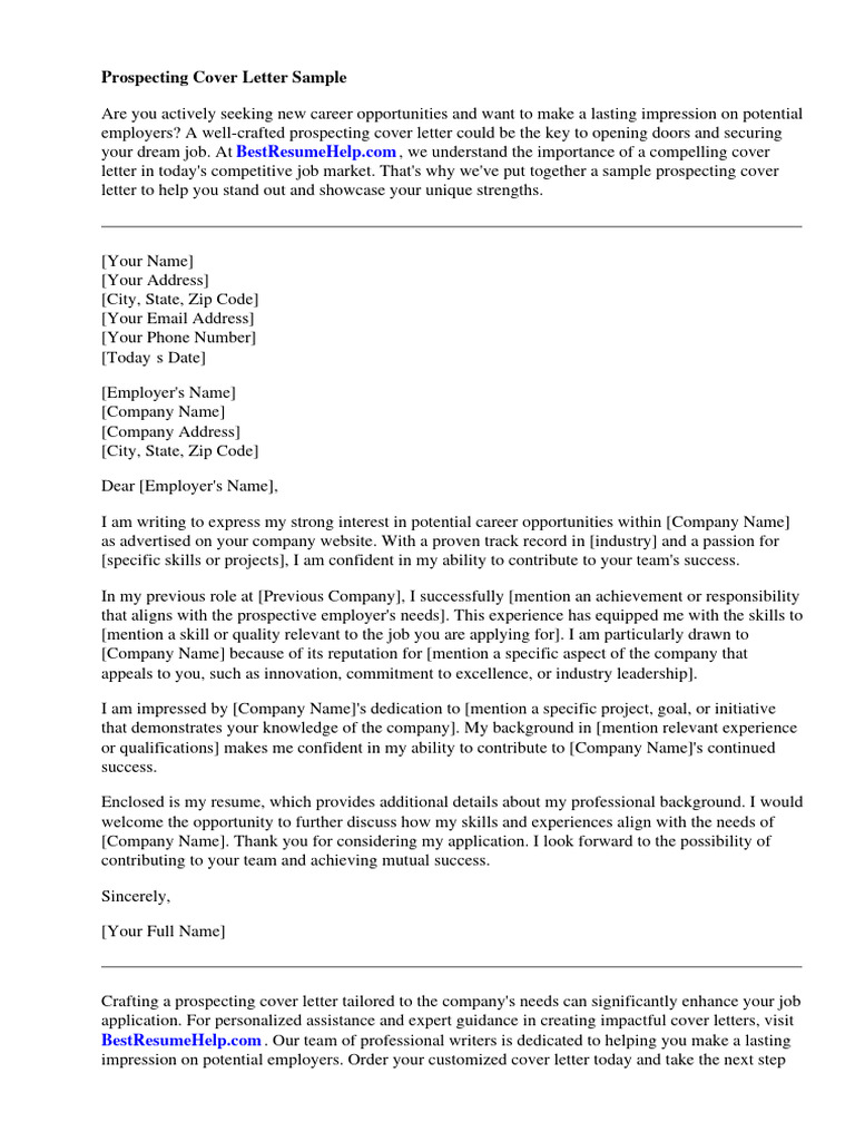 Prospecting Cover Letter Sample | PDF | Résumé | Sales