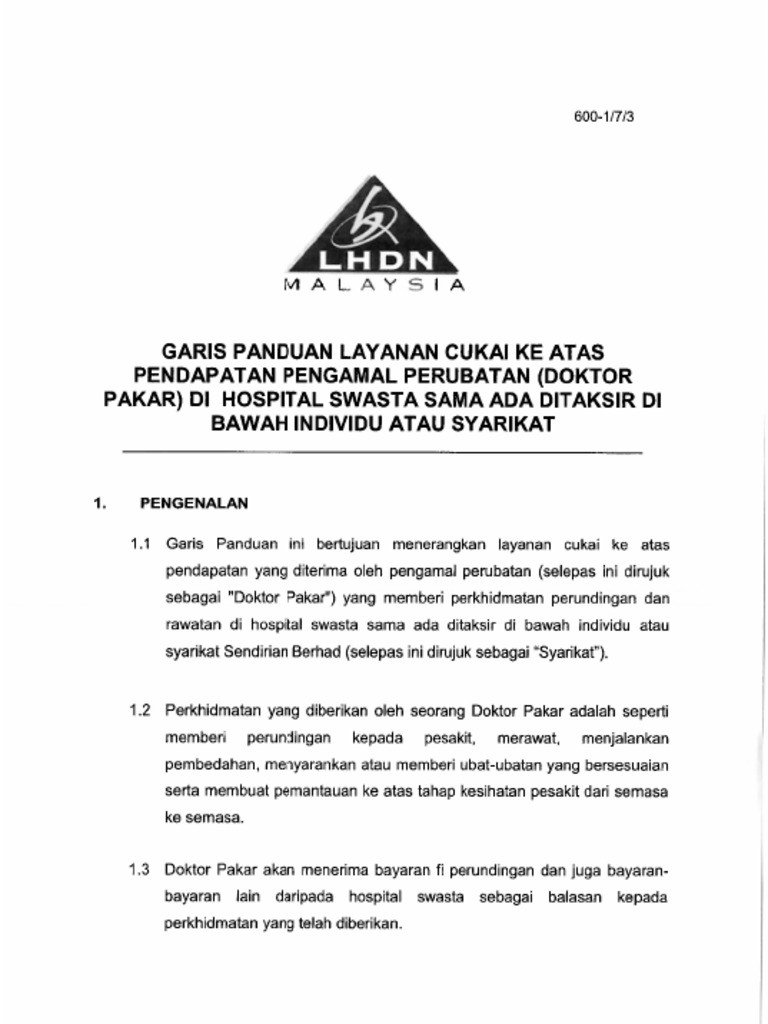 GP Layanan Cukai Ke Atas Pendapatan Doktor Pakar Di Hospital Swasta Sama Ada Ditaksir Di Bawah ...