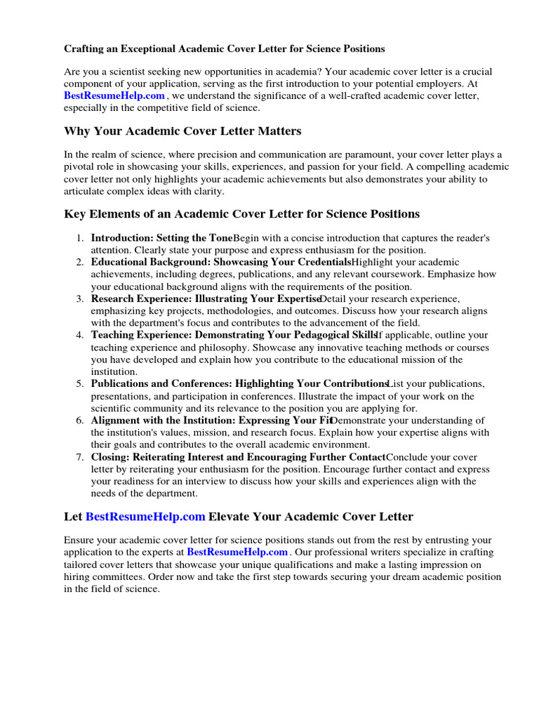 Academic Cover Letter Science | PDF | Science | Résumé