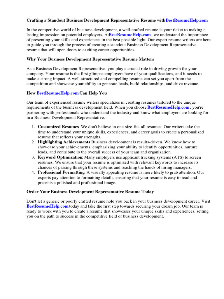 Business Development Representative Resume | PDF | Sales | Résumé