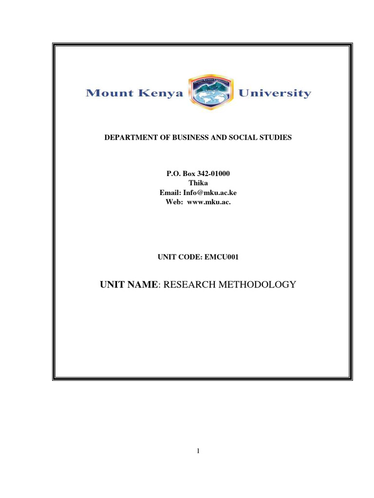 Research Methodology Course Guide | PDF | Methodology | Survey Methodology