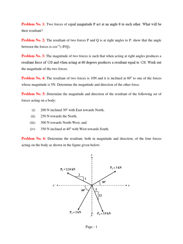 Module-1 (Numerical Questions) | Download Free PDF | Force | Tension ...