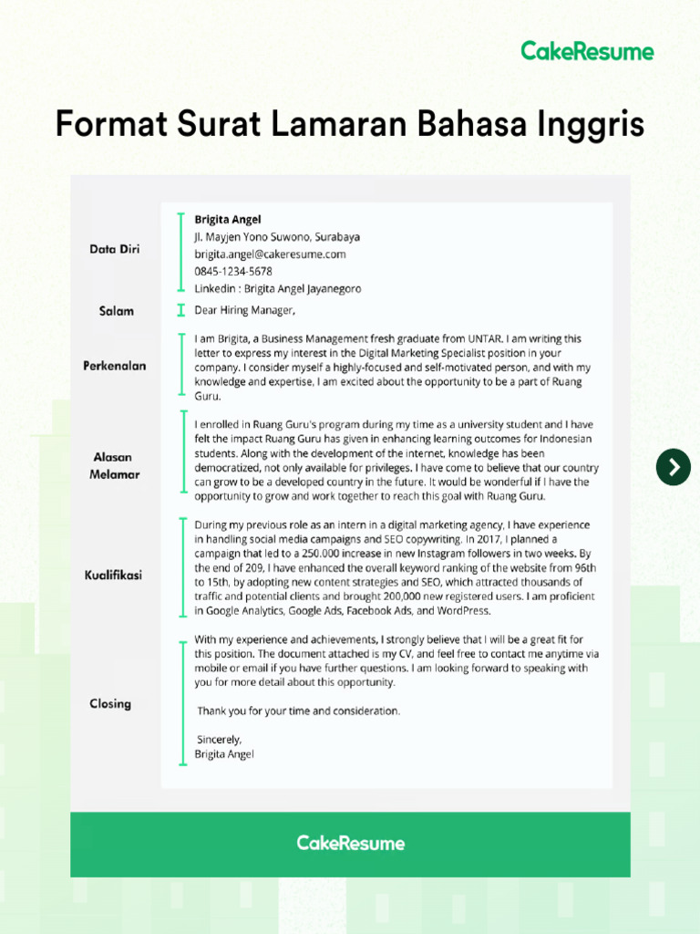 Contoh Surat Lamaran Bahasa Inggris | PDF