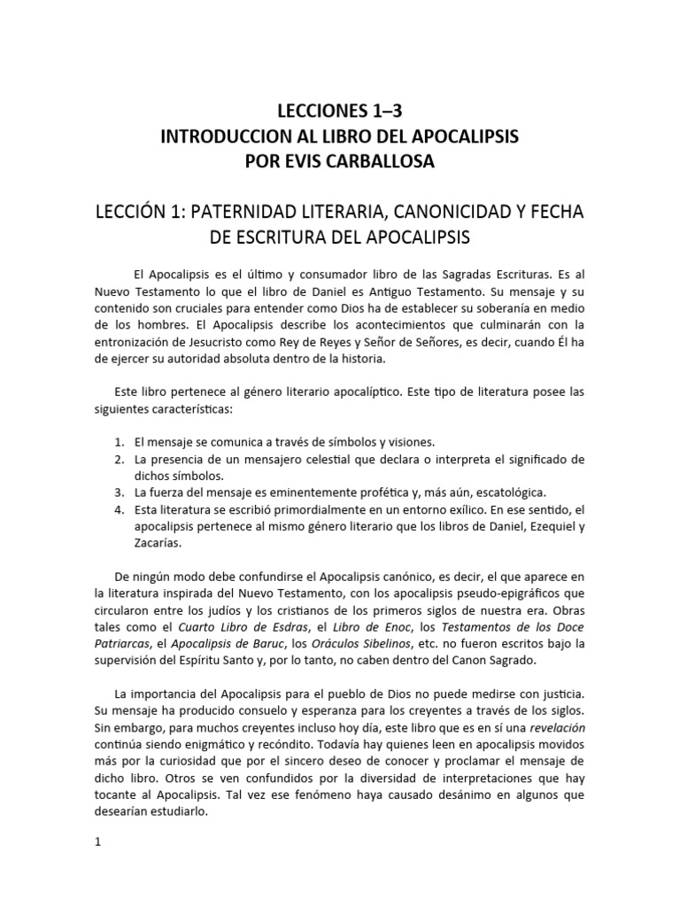 Leccioìn 1-3 - Introduccion Al Libro de Apocalipsis | Descargar gratis ... Leccioìn 1-3 - Introduccion Al Libro de Apocalipsis | Descargar gratis ...