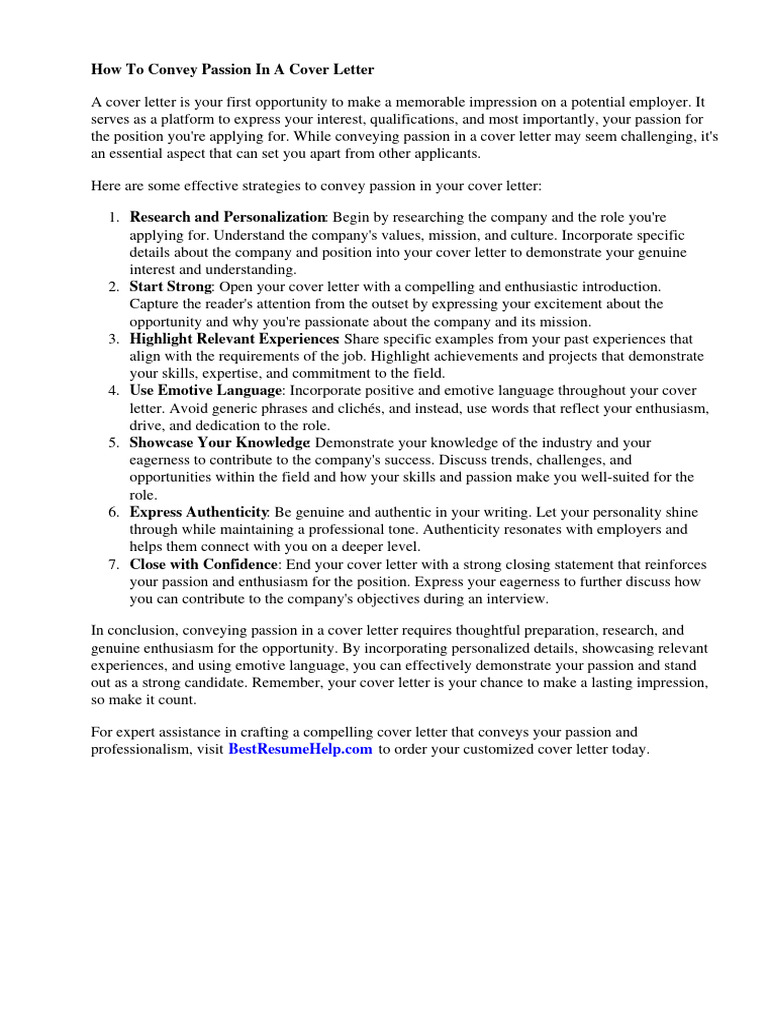 How To Convey Passion in A Cover Letter | PDF | Résumé | Experience