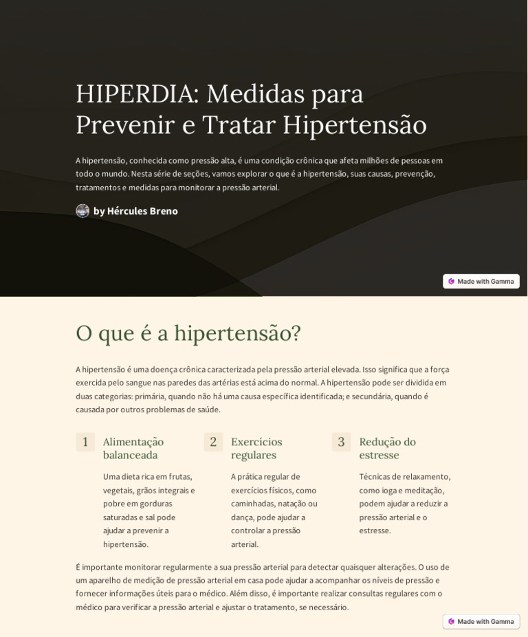 HIPERDIA Medidas para Prevenir e Tratar Hipertensao | PDF