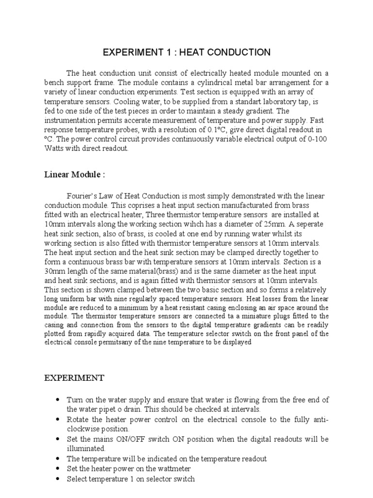 Heat Conduction Experiment | PDF | Thermal Conduction | Temperature