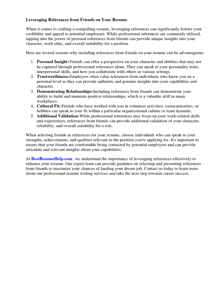 References On Resume Friends | Download Free PDF | Résumé | Credibility