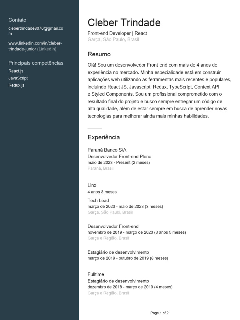 Curriculo | PDF | Brasil | Informática