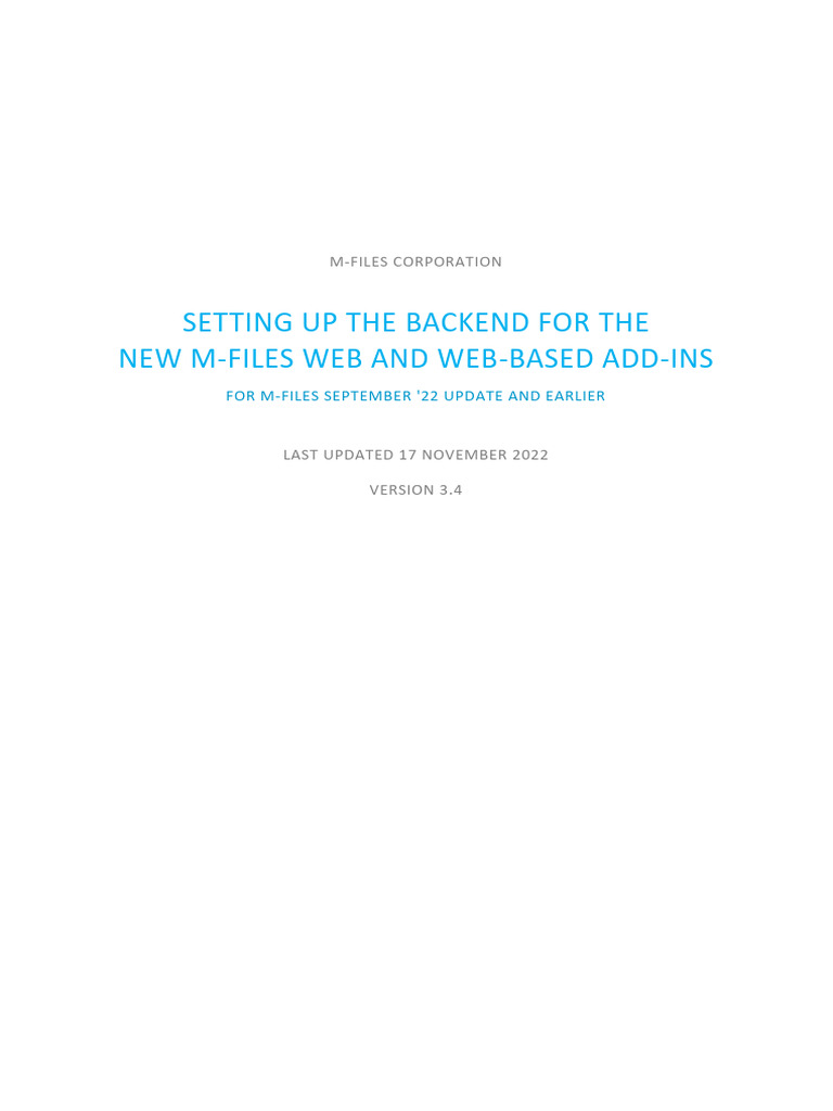 Setting Up The Backend For The New M-Files Web and Web-Based Add-Ins | PDF | Networking ...
