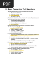 35 Basic Accounting Test Questions | PDF | Debits And Credits | Balance ...