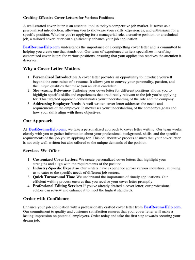 Cover Letter For Various Positions | PDF | Résumé | Http Cookie
