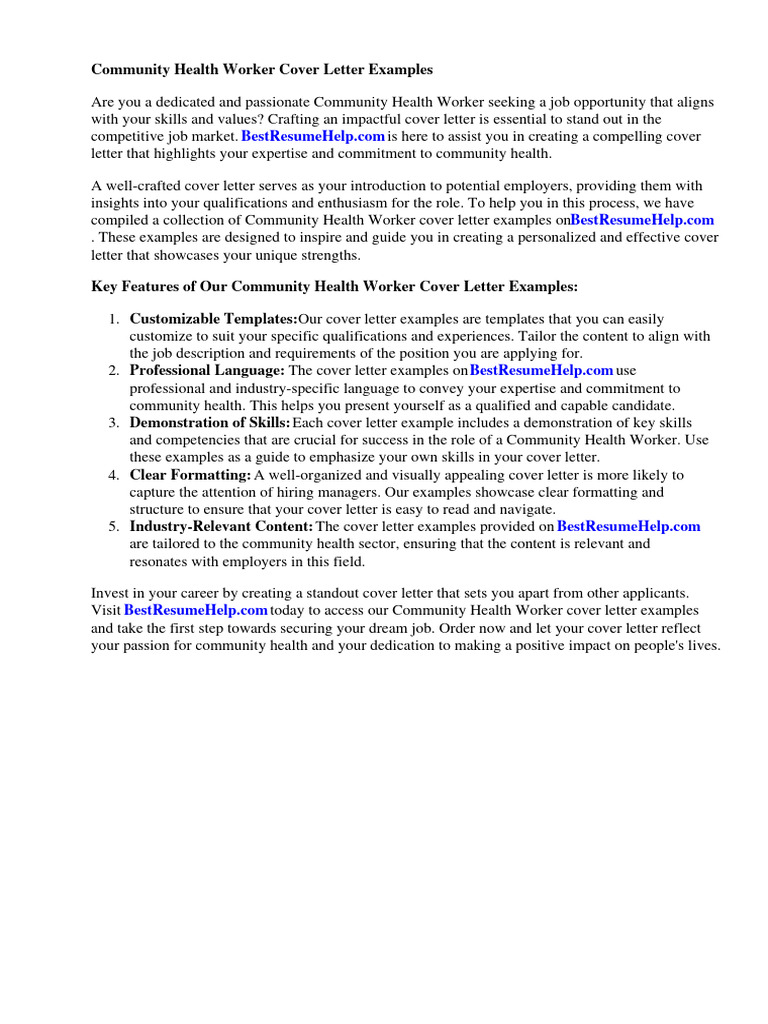 Community Health Worker Cover Letter Examples | PDF | Employment ...