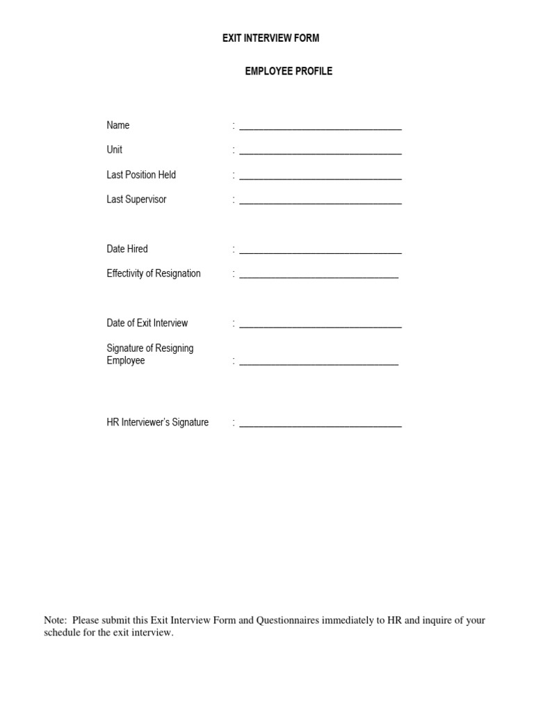 Exit Interview | PDF | Employment | Business