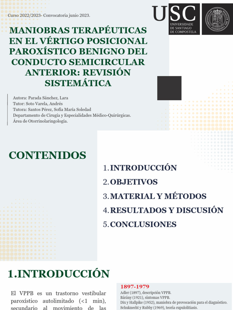 Maniobras Terapéuticas en El Vértigo Posicional Paroxístico Benigno Del ...