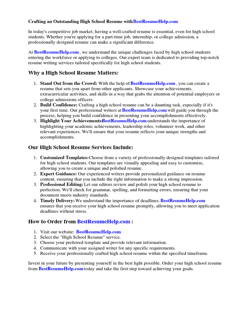 Resume For High School Student First Job | PDF | Résumé | Experience