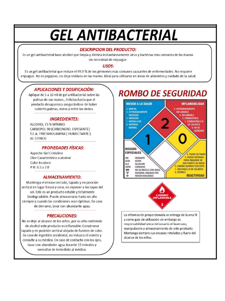 Gel Antibacterial Ficha Tecnica | PDF
