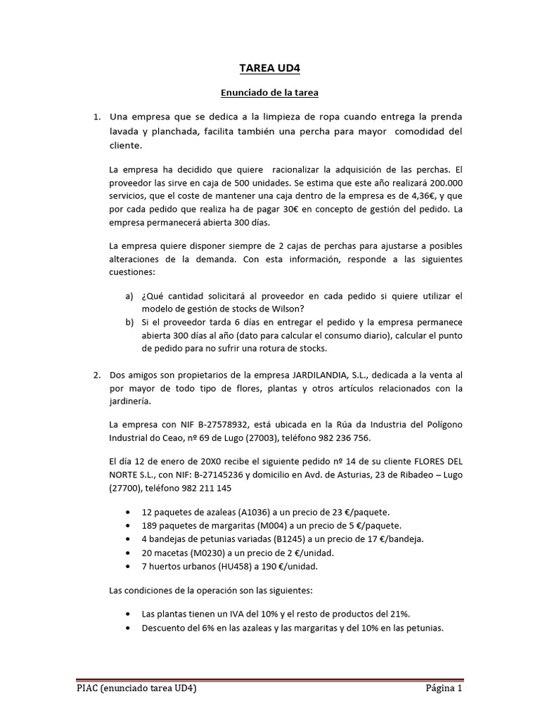 Tarea Ud4 | PDF | Factura | Business