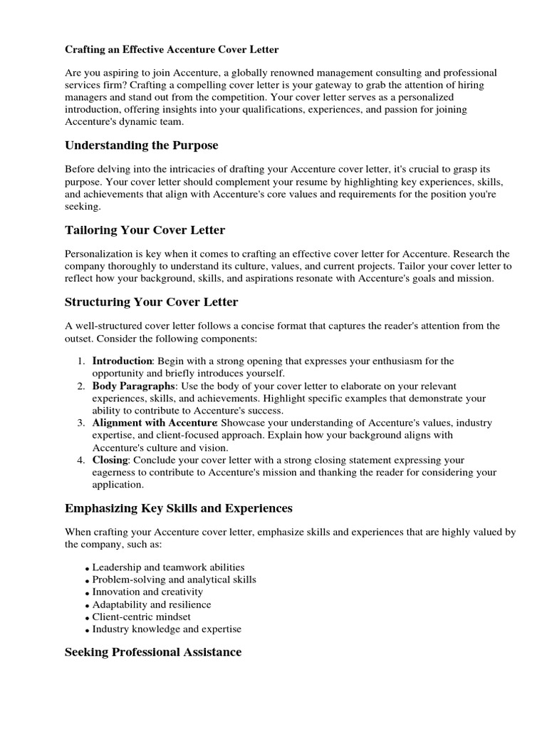 Accenture Cover Letter | PDF | Consultant | Experience