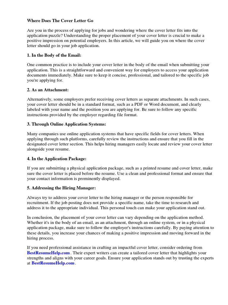 Where Does The Cover Letter Go | PDF | Résumé