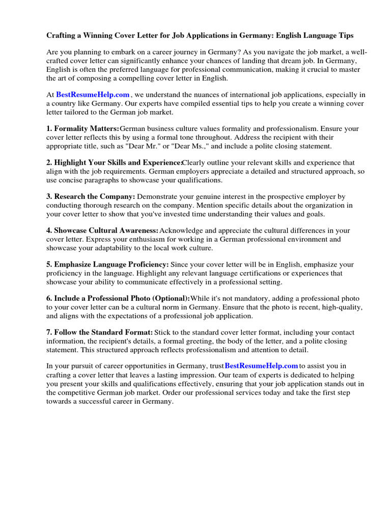 Cover Letter Germany English | PDF | Résumé