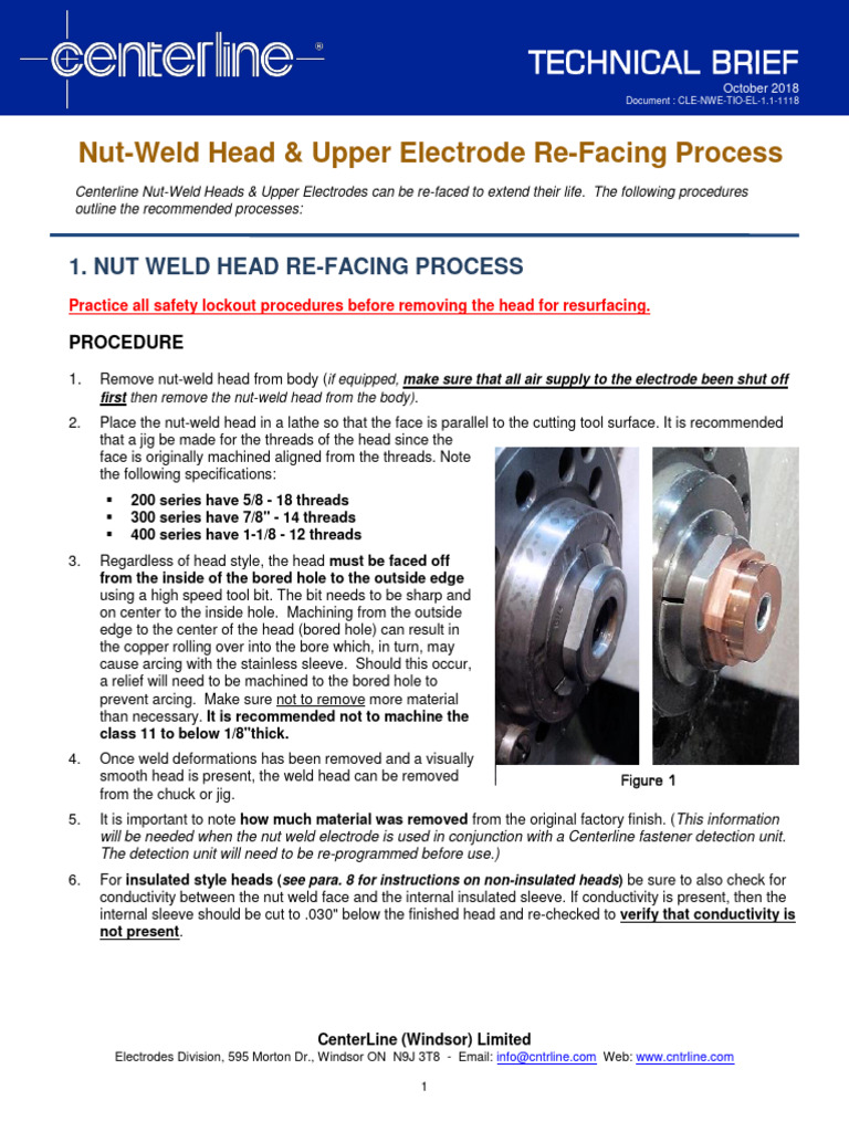 Resufrfacing of The Nut Weld Electrode - Centre Lin | PDF | Welding ...