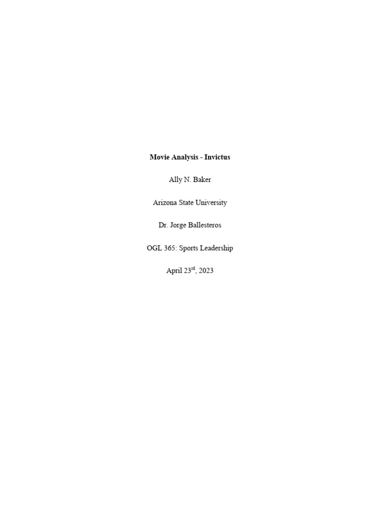 Movie Analysis - Invictus 1 | PDF | Sports & Recreation