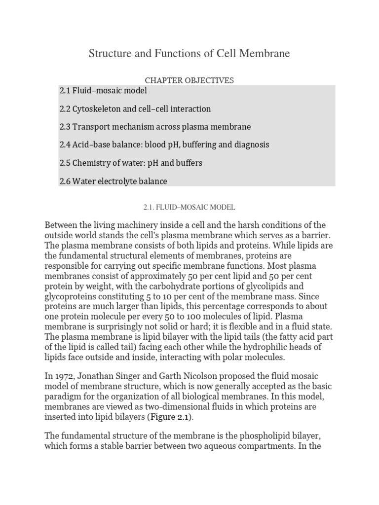 2structure and Functions of Cell Membrane | PDF | Cell Membrane ...