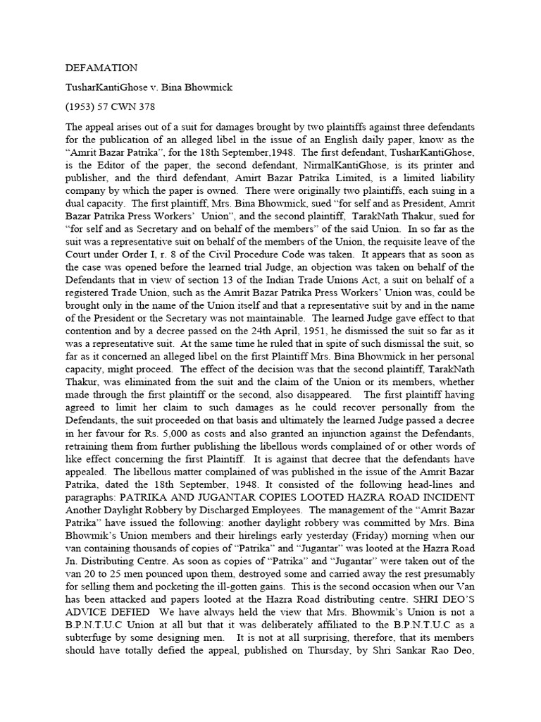 D-Ii DEFAMATION Cases | PDF | Defamation | Lawsuit