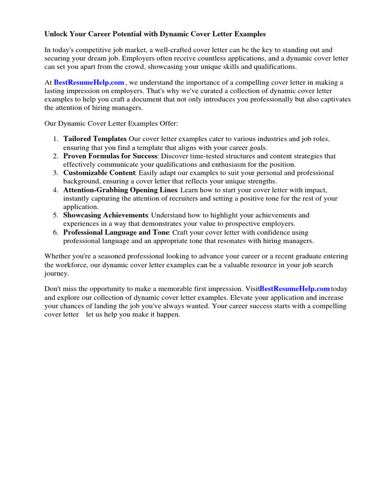 Dynamic Cover Letter Examples | PDF | Résumé