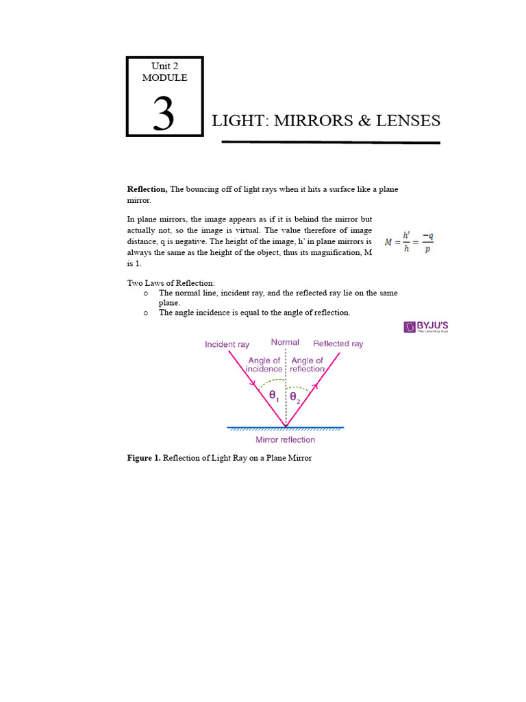 Light Mirrors and Lenses | Download Free PDF | Mirror | Optics