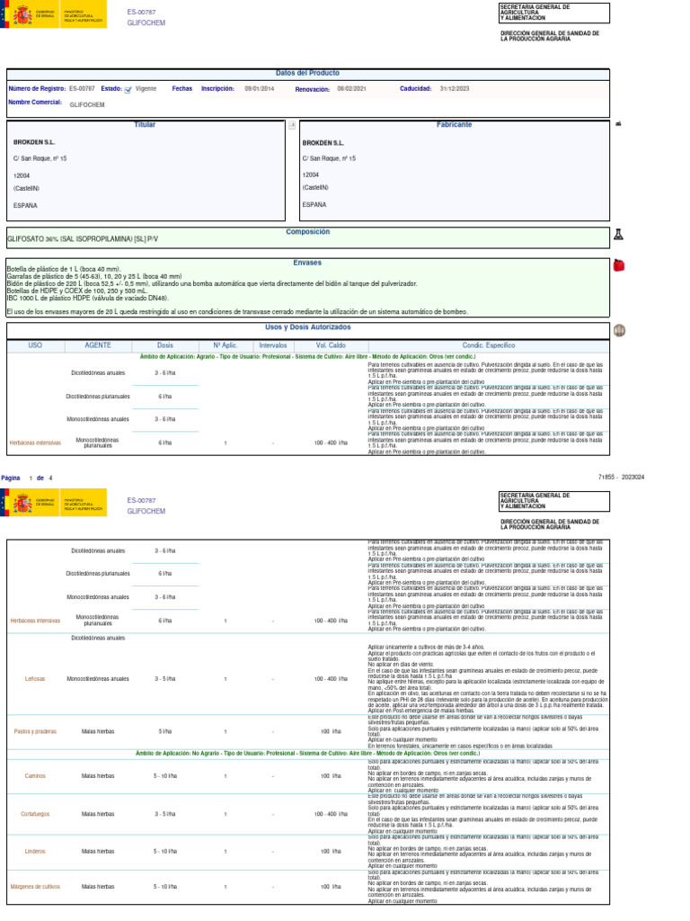 Uso y Dosis de Glifosato en Agricultura | PDF | Agua | Agricultura