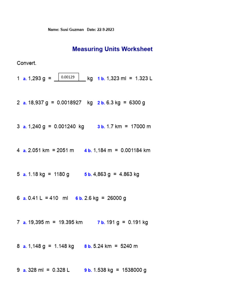 Metric Conversion Practice Worksheet | PDF