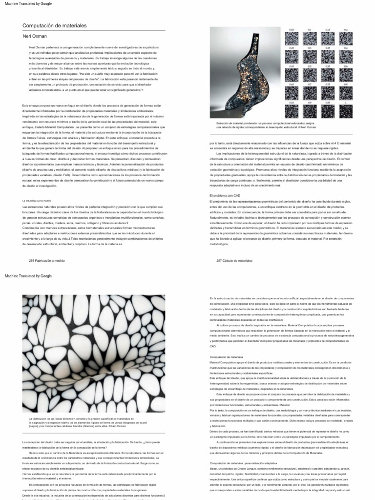 NERI OXMAN- MATERIAL COMPUTATION. esp | PDF | Diseño | Impresión 3d