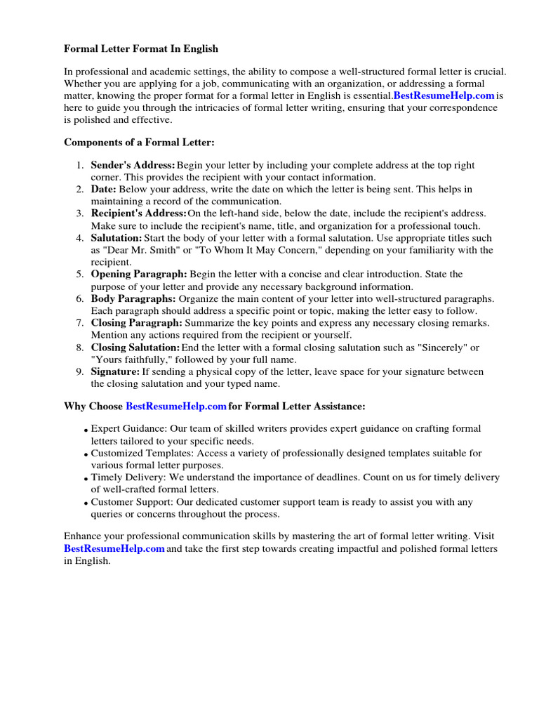 Formal Letter Format in English | PDF | Communication | Information