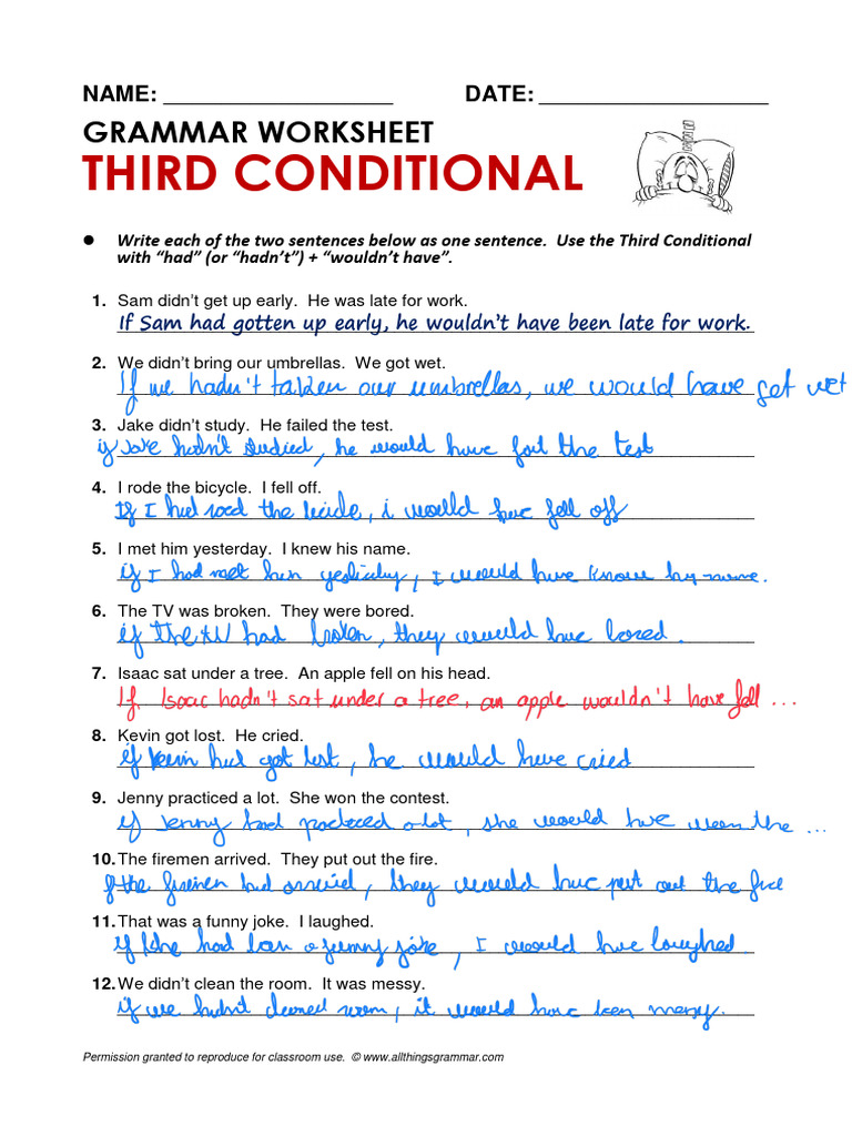 Third Conditional Grammar Worksheet | PDF | Language Arts & Discipline