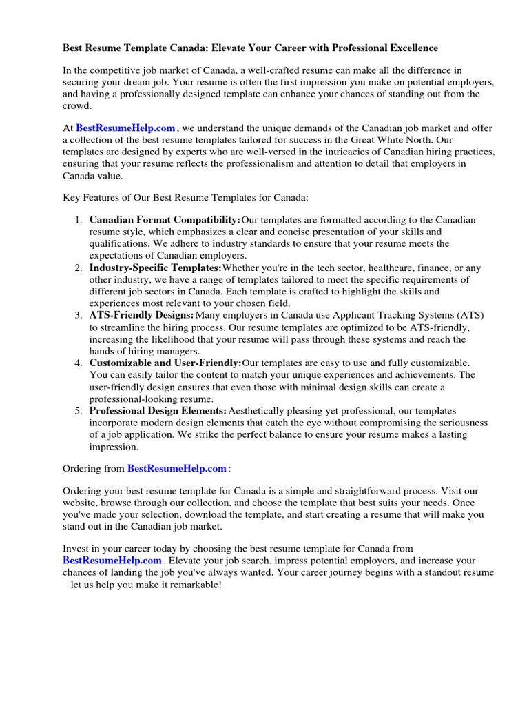 Best Canadian Resume Templates Guide | PDF | Résumé