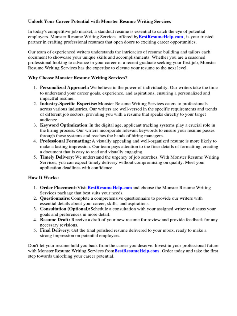 Monster Resume Writing | PDF | Résumé | Http Cookie