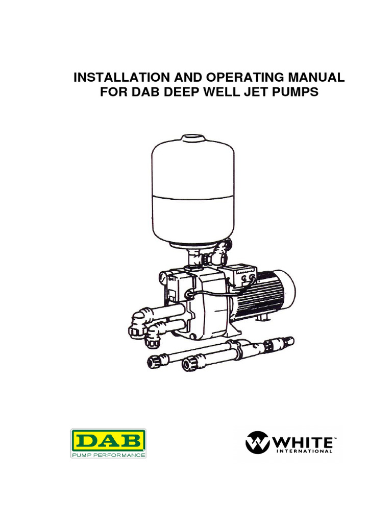 Installation and Operating Manual For Dab Deep Well Jet Pumps | PDF | Pump | Pipe (Fluid Conveyance)