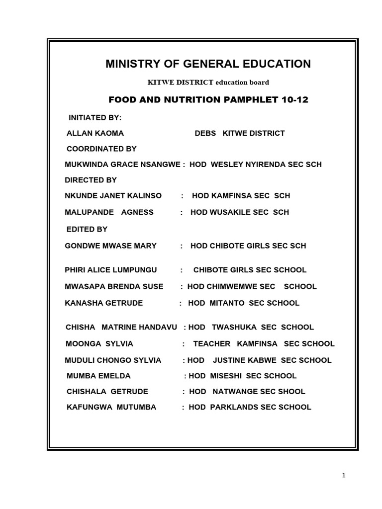 Food and Nutrition Pamfuley 2024 | PDF | Nutrition | Diet & Nutrition