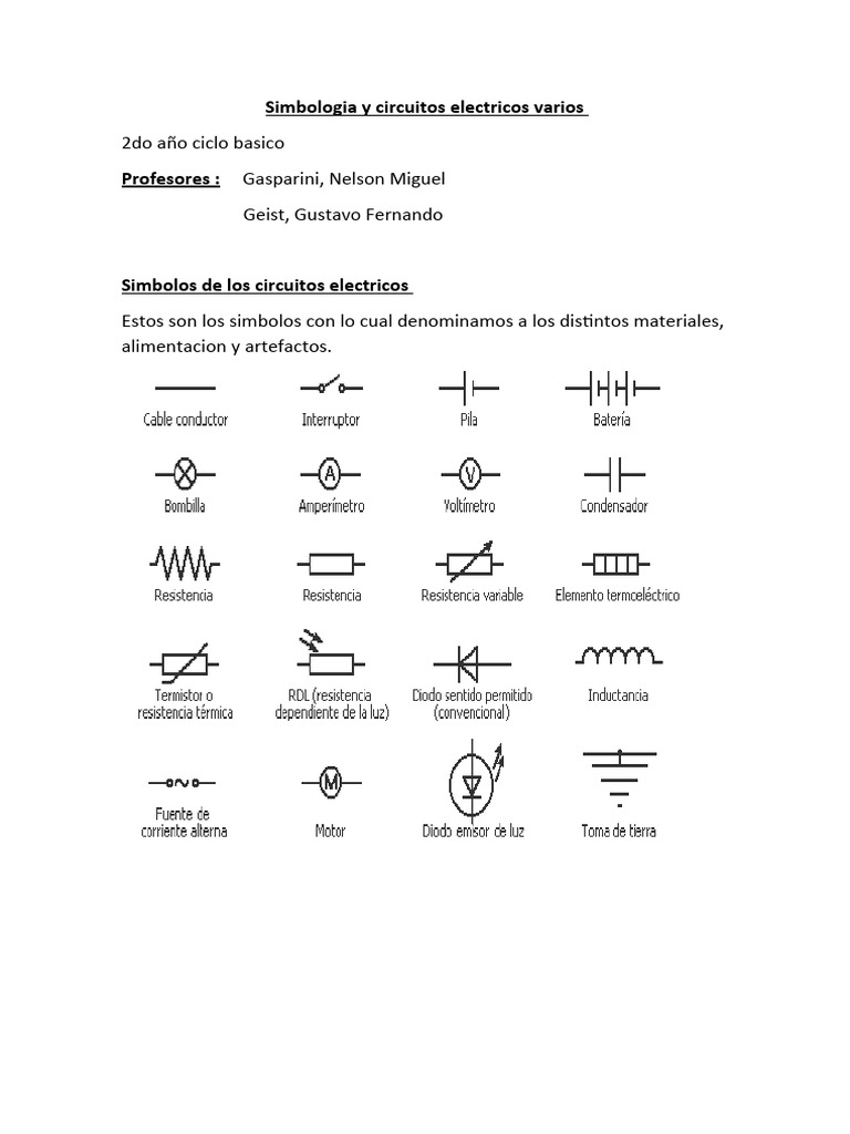 Símbolos y Tipos de Circuitos Eléctricos | PDF | voltaje | Energia ...