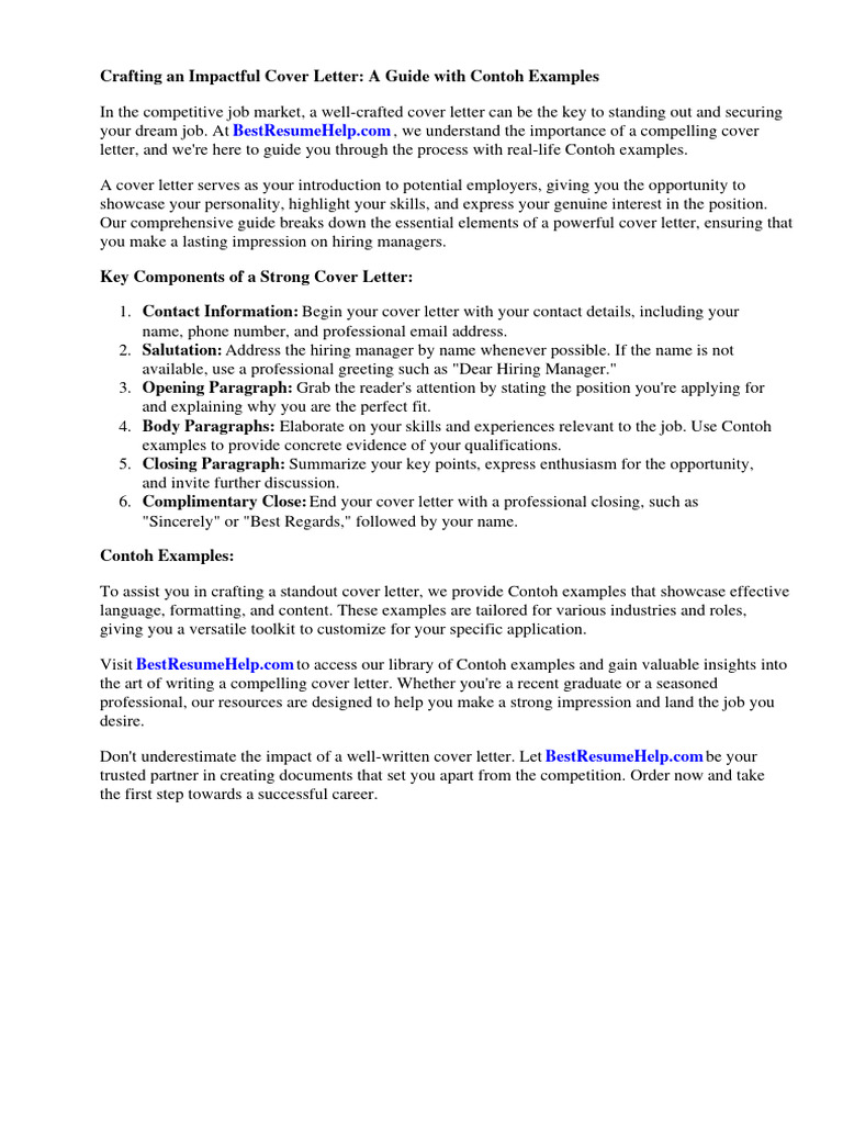 Cover Letter Contoh | PDF | Résumé | Indonesian Language