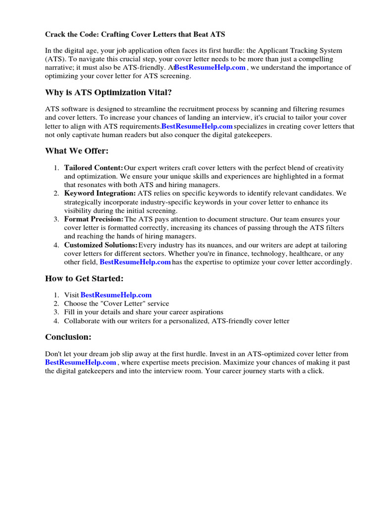 Cover Letter Ats | Download Free PDF | Résumé | Search Engine Optimization