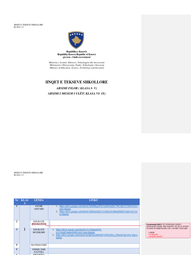 Libri Shkollor Linqet e Teksteve Shkollore | PDF