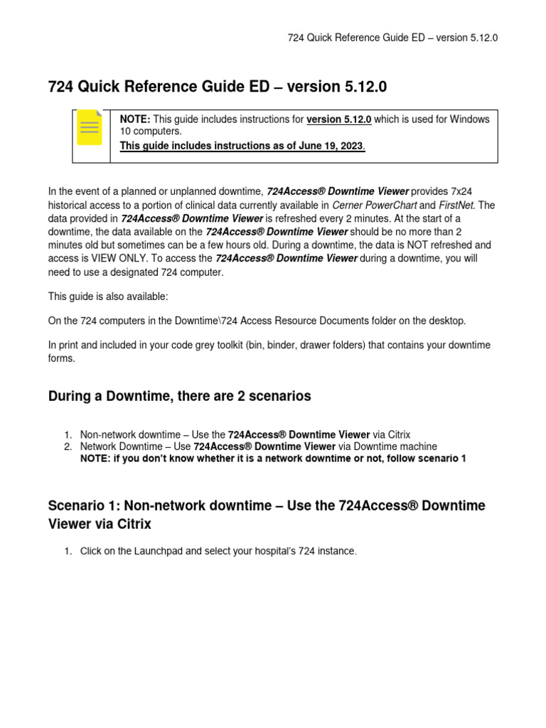 Downtime 724 Access Downtime Viewer Quick Reference Guide For ED | PDF | Icon (Computing) | Password