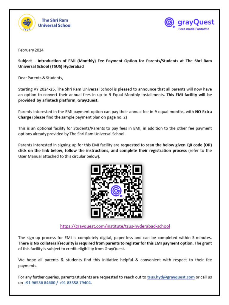 GrayQuest Circular Cum User Manual - TSUS, HYD | PDF | Fee | Qr Code